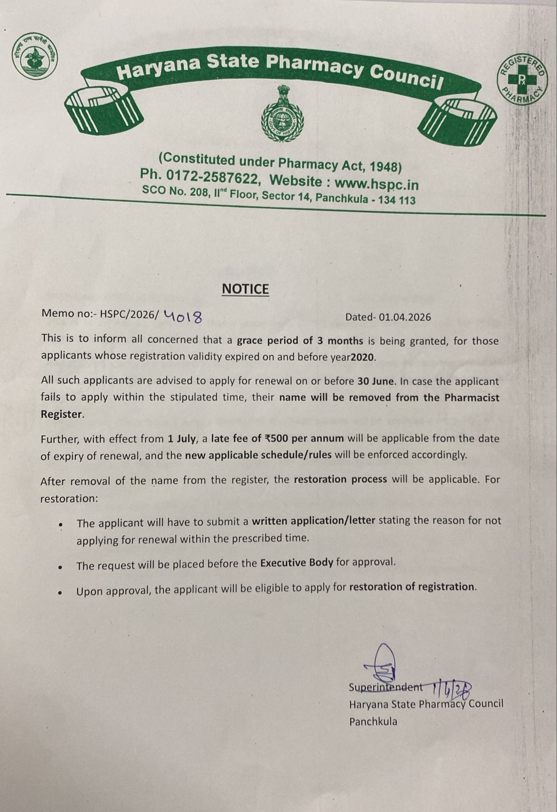 HSPC - Haryana State Pharmacy Council